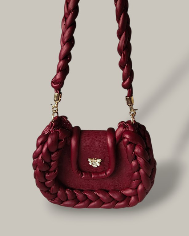 Jesenja torba u bordo boji Bordo torba za jesen od veštačke kože Handmade torba bordo boje