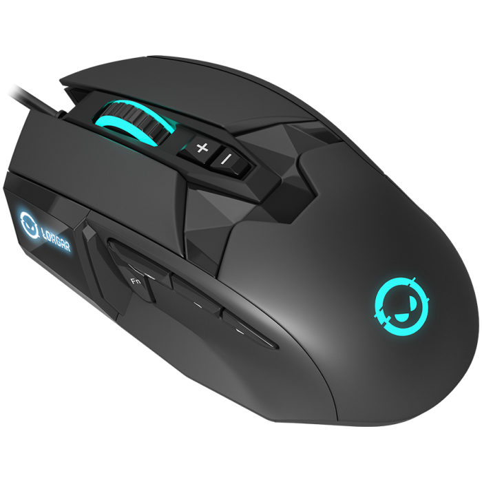 LORGAR Stricter 579, gaming mouse, 9 programmable buttons, Pixart PMW3336 sensor, DPI up to 12 000, 50 million clicks buttons lifespan, 2 switches, built-in display, 1.8m USB soft silicone cable, ...