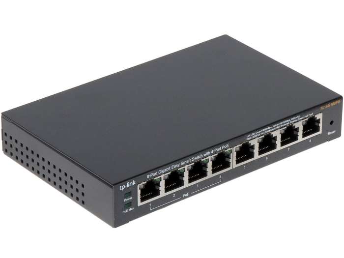 Switch TP-LINK TL-SG108PE Gigabit/8xRJ45/10/100/1000Mbps/eSmart/4xPoE/Desktop metalno kucište