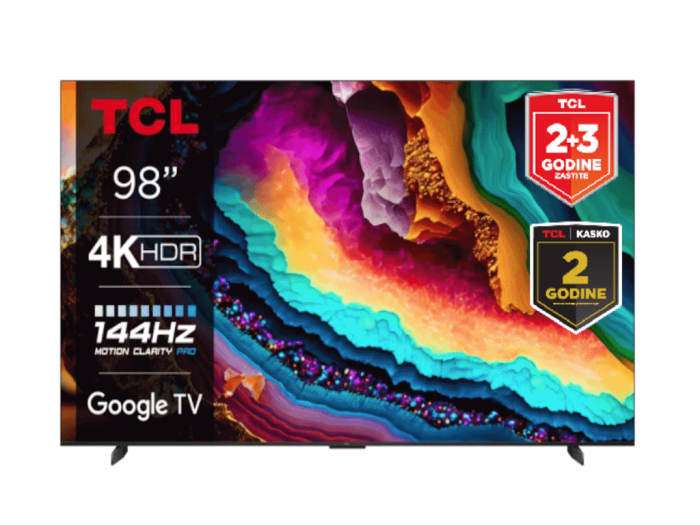 Televizor TCL 98P745/LED/98"/4K HDR/144Hz/Google TV/crna