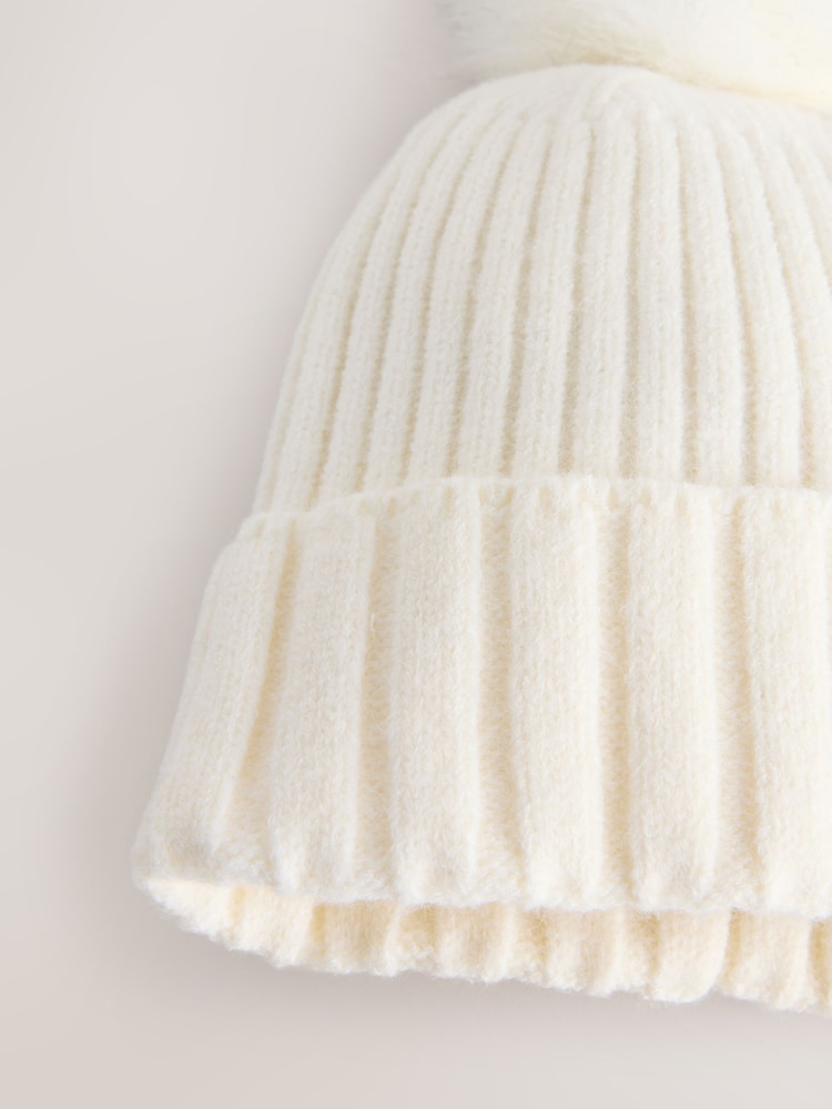 Krem boja - Rib Knit Pom Hat