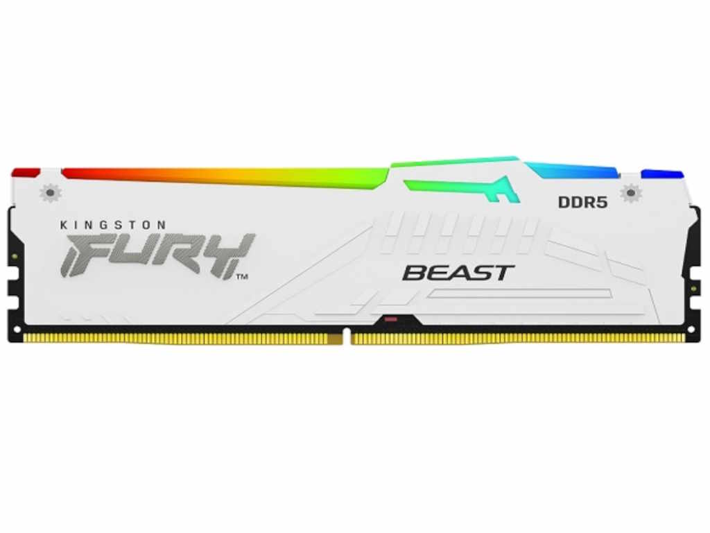 Memorija KINGSTON 64GB(2x32GB)/DIMM/DDR5/5200MHz/CL36/FURY Beast White RGB EXPO