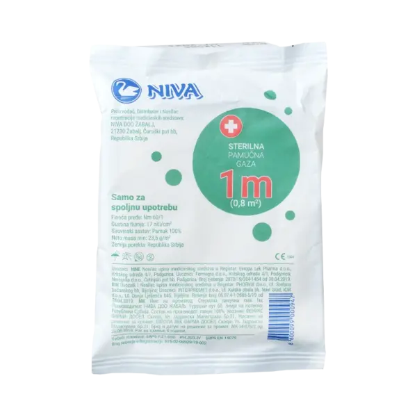 NIVA GAZA sterilna 1m x 80cm 100% pamuk