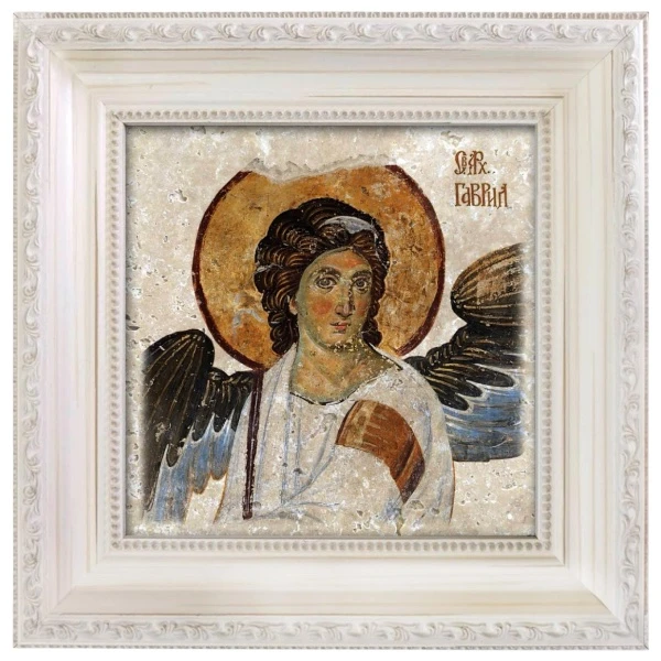 Ikona Na Kamenu Beli Andjeo 42x42 cm