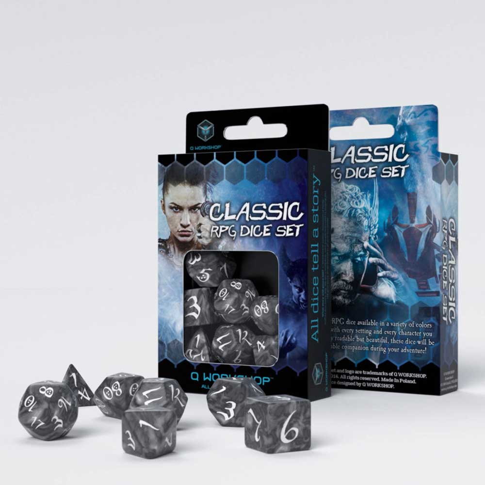 Classic RPG Dice Set: Smoky & White