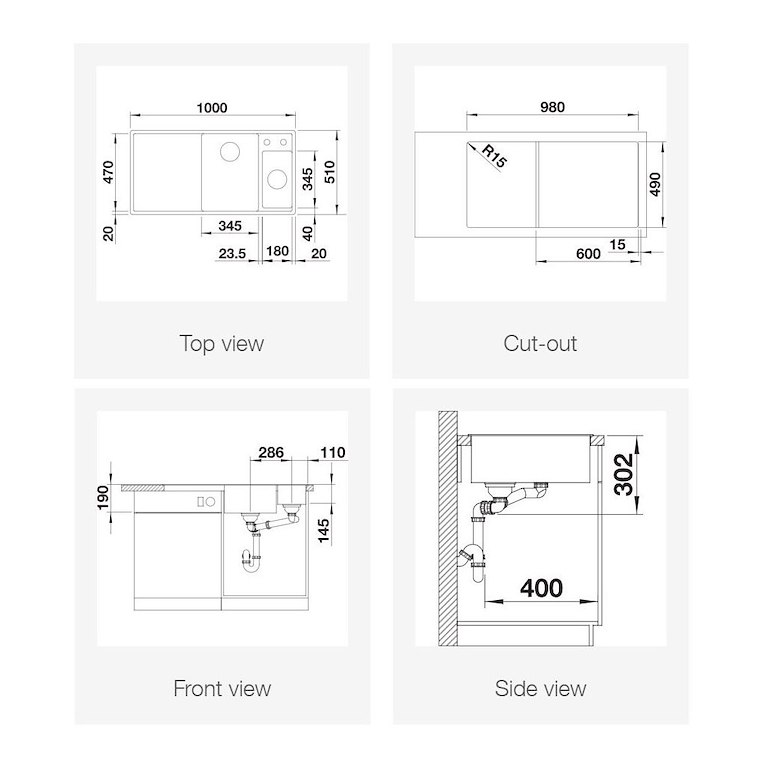 Blanco sudopera AXIA III 6S 527045