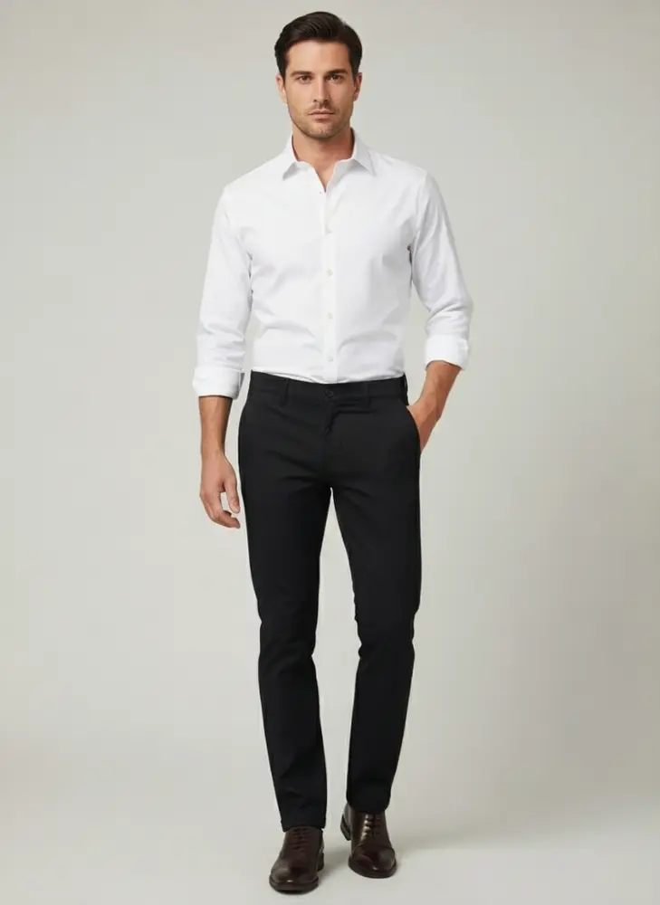 Elit Elegantne muške pantalone sa teksturom, Crne
