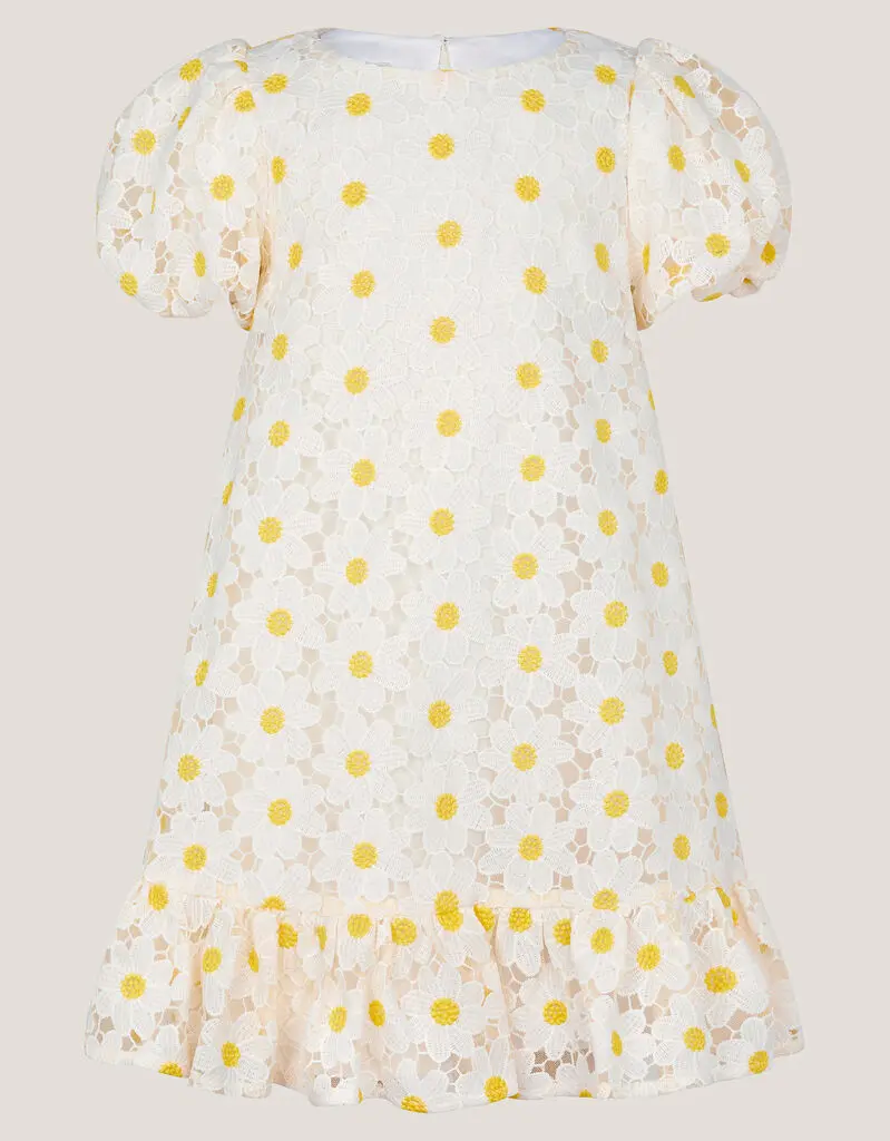 Monsoon Haljina za devojčice Zaria Daisy Lace Tunic, Slonovača