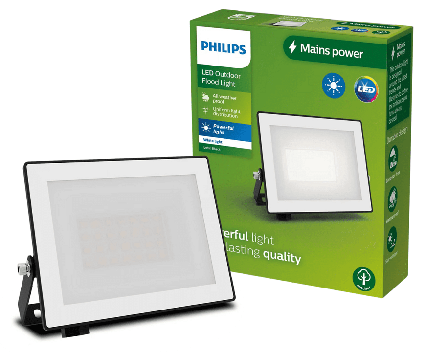 LED REFLEKTOR 20W WW 3000K TOPLO BELA IP65 LOIS CRNI PHILIPS