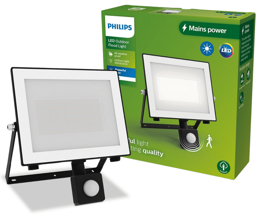 LED REFLEFTOR SA SENZOROM POKRETA 50W WW 3000K TOPLO BELA IP65 LOIS CRNI PHILIPS