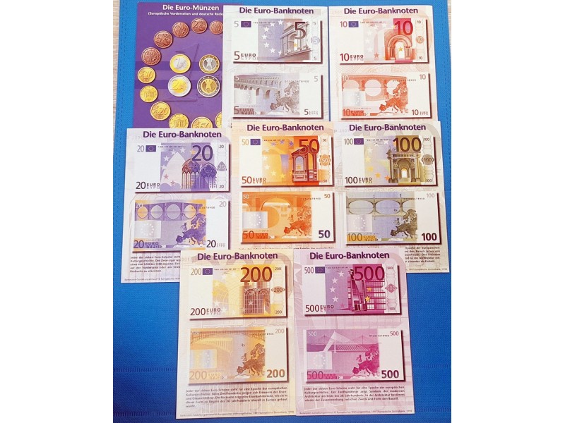 Euro banknote, komplet razglednica BRD 1999.