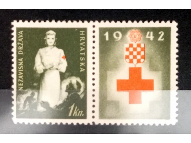 ND Hrvatska 1942 Crveni krst doplatna sa priveskom MNH