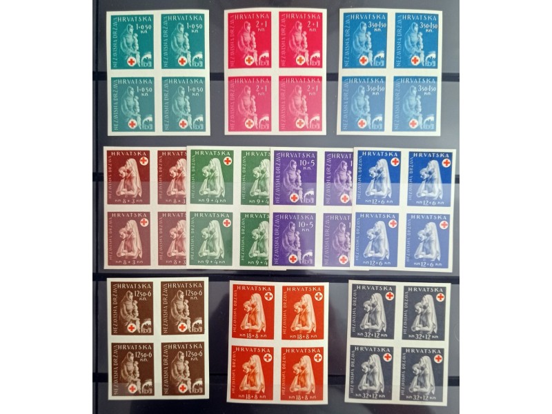 ND Hrvatska 1943 Crveni krst NEZUPČANA četverac MNH