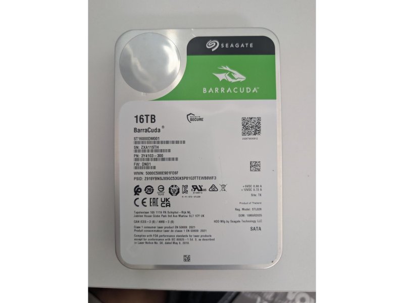 SEAGATE 16TB 3.5” SATA III 512MB 7200RPM ST16000DM001 BARRACUDA OUTLET