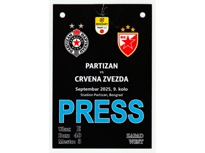 2025_Sep, PARTIZAN - CRVENA ZVEZDA! Press akreditacija.