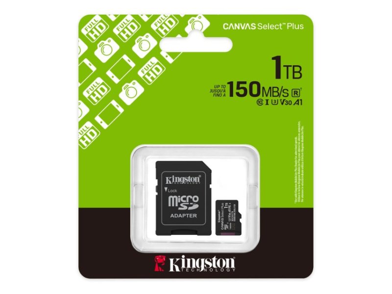 KINGSTON 1TB, MICROSD SA SD ADAPTEROM, CANVAS SELECT PLUS (SDCS3/1TB)
