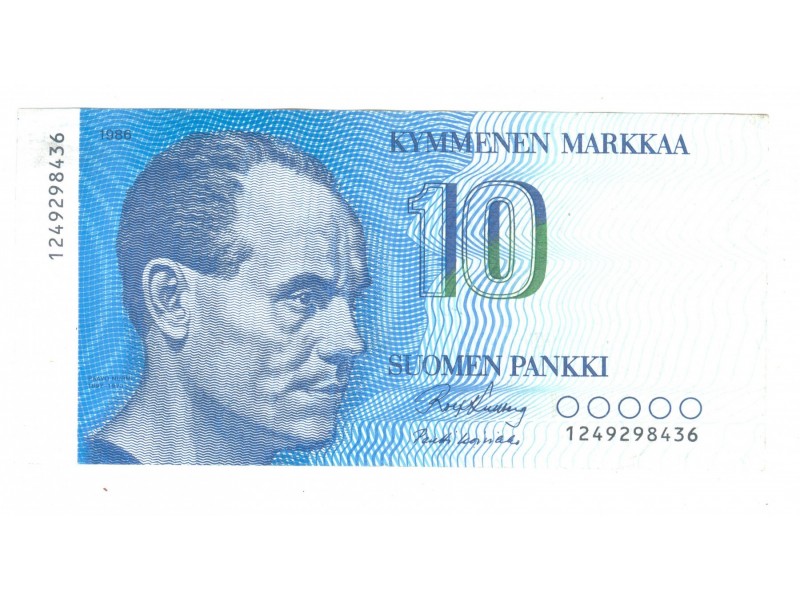 Finska 10 markkaa 1986 aUNC