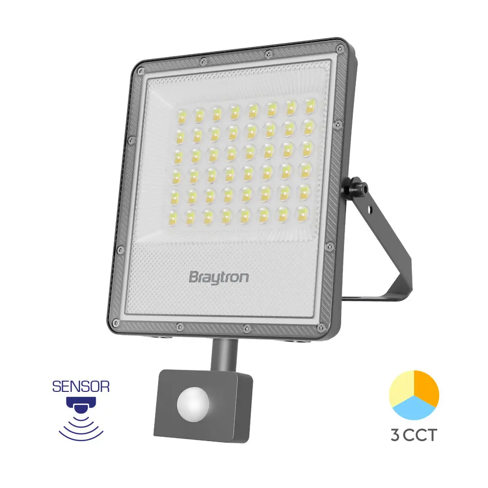 Braytron LED reflektor BRY-FLOOD-PF-50W-GRY-3IN1-SNS-IP65