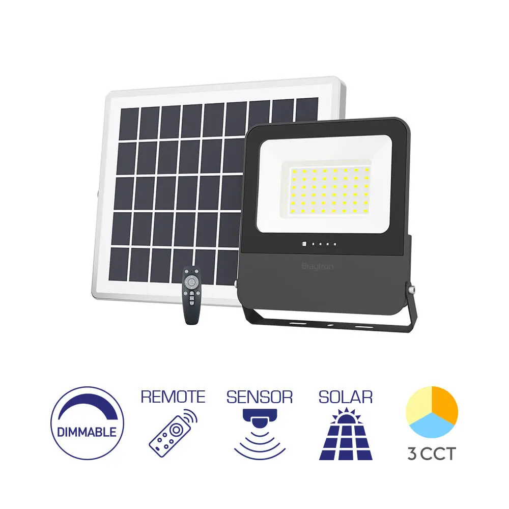 Braytron Solarni LED reflektor BRY-SOLAR PL-50W-3U1-DALJINSKI-IP65