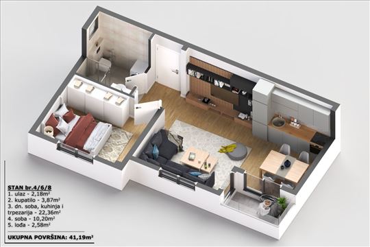 Odličan 1.5, 41m2, Humska novogradnja