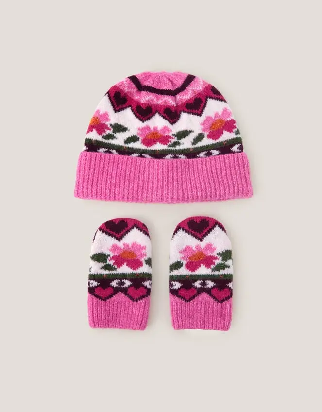 Monsoon Set kapa i rukavice za bebe, Roze