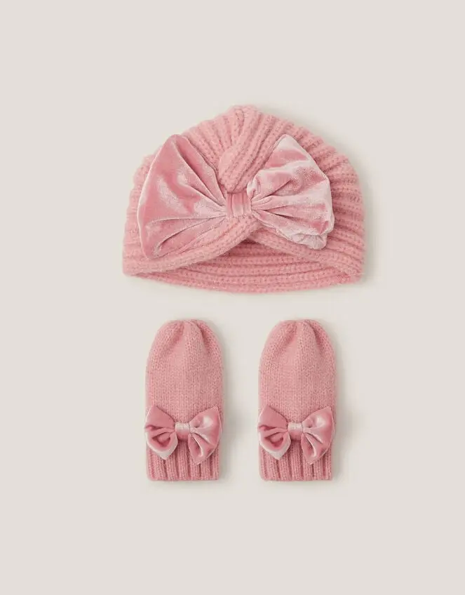 Monsoon Set kapa i rukavice za bebe, Roze