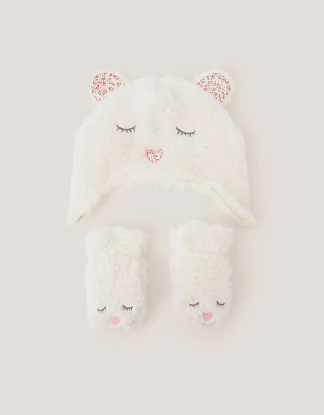 Monsoon Set kapa i rukavice za bebe, Beli