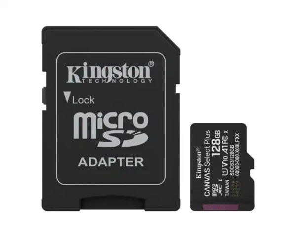 Micro SD Card 128GB Kingston + SD adapter SDCS3128GB class 10