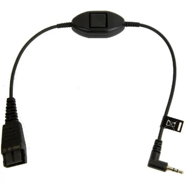JABRA QD Cord to 2,5mm pin plug, straight, 0,3 meters, with call answering at cord, e.g. for Philips, Ericsson ( 8800-00-55 )