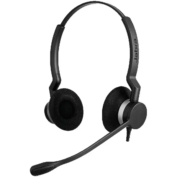 JABRA BIZ 2300 USB Duo, Type: 82 E-STD, Microphone boom: FreeSpin (headband), USB connector, with mute-button and volume control on the cor