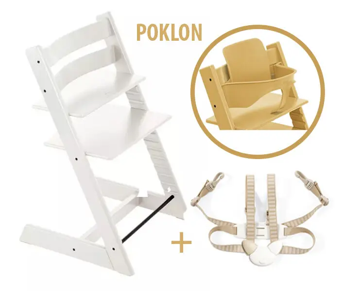 Stokke Tripp Trapp Stolica - hranilica + kaiševi, Belo-žuta