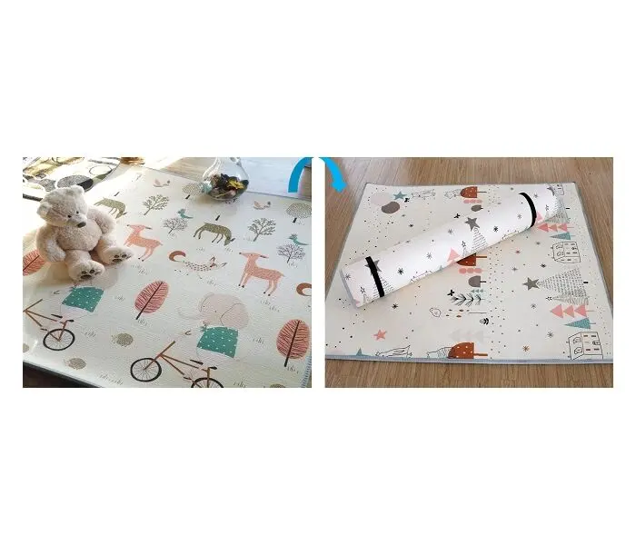 Podloga Za igru bebe Duck & Bear Magična šuma i zimske čarolije, 150x180x1 cm, Šarena