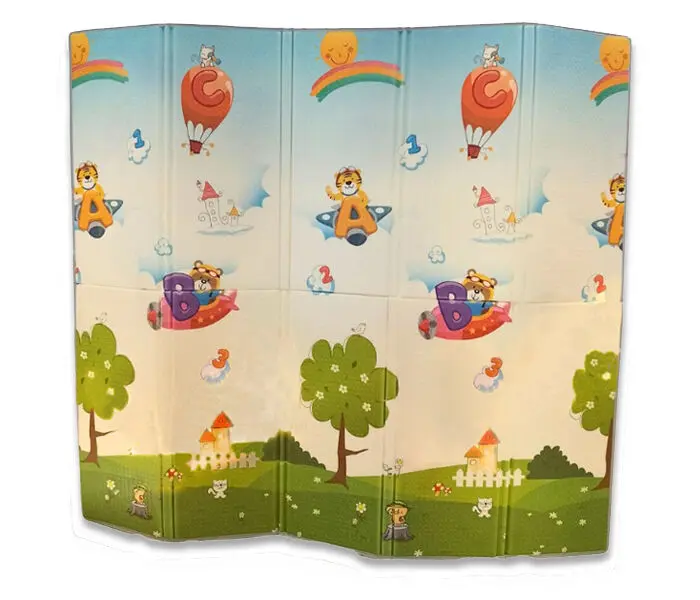 Podloga Za igru bebe Duck & Bear Forest Meda na biciklu, Sklopiva, 177x196x1.5 cm, Šarena