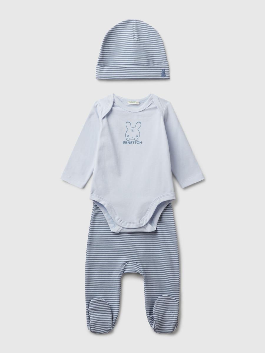 Benetton komplet bodi, pantalone i kapa za bebe