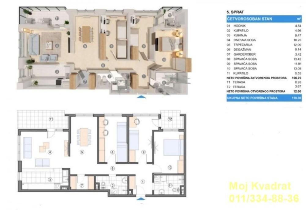 Četvorosoban stan na prodaju, 119m2, 345.100€