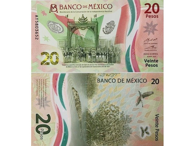 MEKSIKO Mexico 20 Pesos 2021 UNC, P-132 Polymer