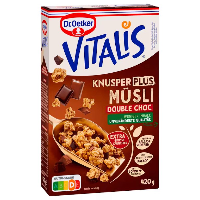 Vitalis granola knusperplus double choc 420g vitalis