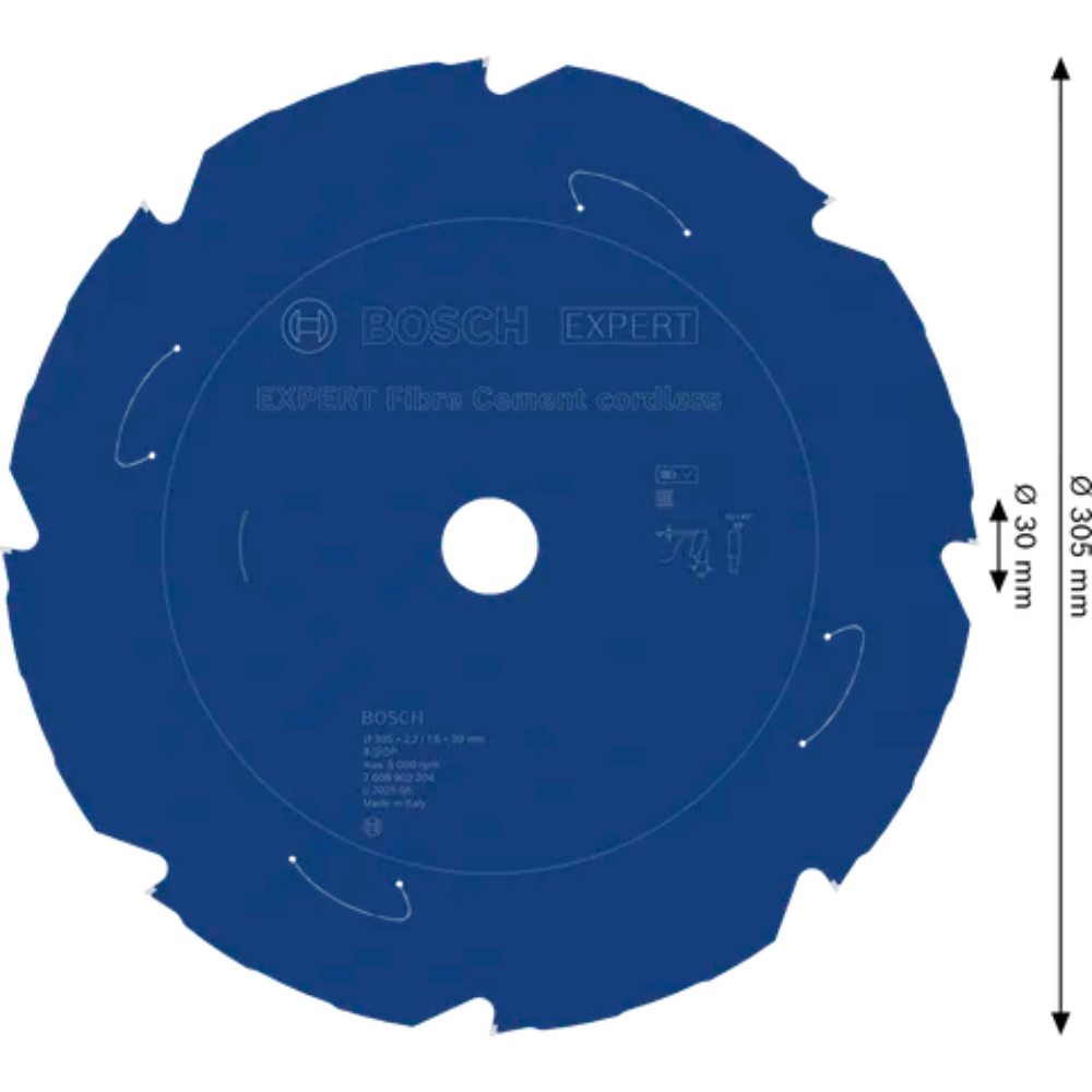 Bosch – EXPERT List kružne testere za vlaknasti cement za akumulatorske alate 305x30x2,2/1,6x8T – 2608902204