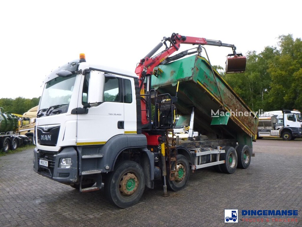 MAN TGS 35.400 8X4 RHD tipper + Palfinger Epsilon M125L autodizalica