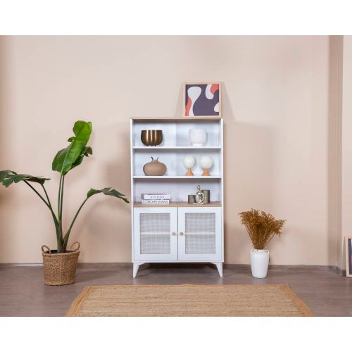 Calvin - White, Oak White Oak Bookshelf