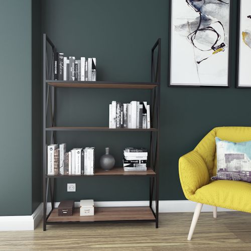 Xena - Walnut, Black Walnut Black Bookshelf