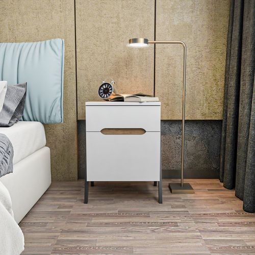 Neva - Walnut, White Walnut White Nightstand