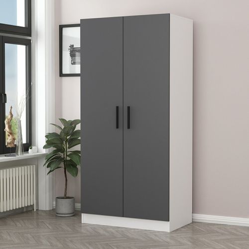 Kale Anthracite White - 190 Anthracite White Wardrobe