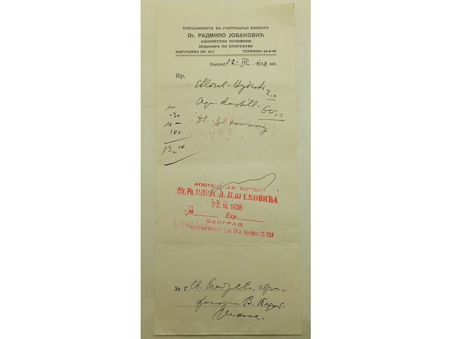 Kraljevina-Dr.Radmilo Jovanović,sanitetski pukovnik1938