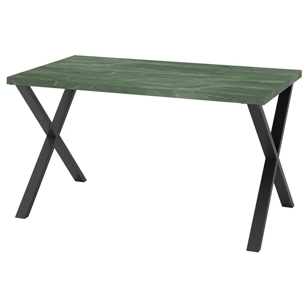 Sto, tamnosiva-zelena im. mermera/X oblik Crnosiva, 140x80 cm