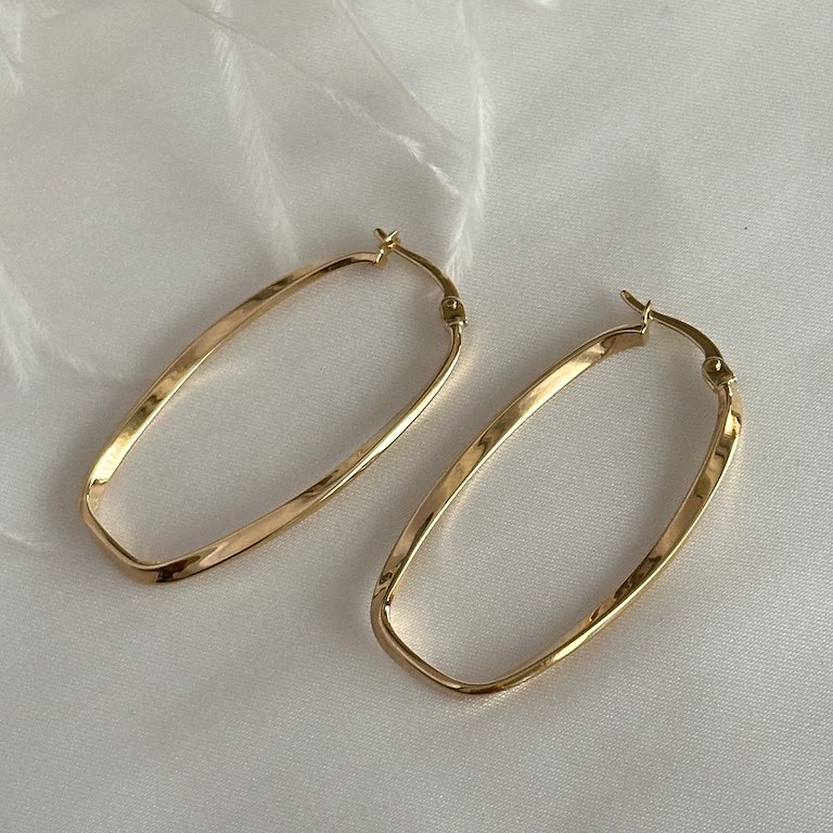 Ovalne uvijene zlatne minđuše zlatne alke visine 3.7 cm