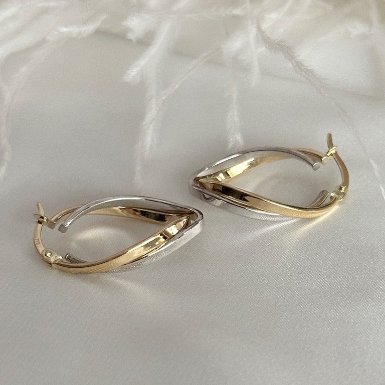 Stilizovne alke od belog i žuto zlata visine 2.8 cm