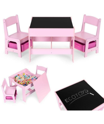 ECOTOYS dečiji set sto i 2 stolice sa tablom za pisanje Pink