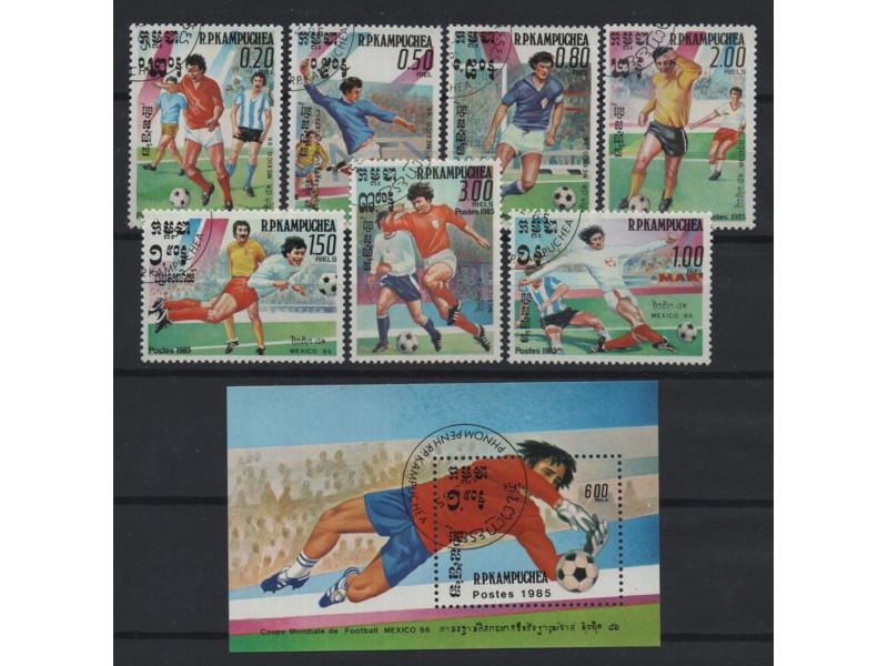 291. Kampučija 1985 Fudbal, Mexico, žigosano