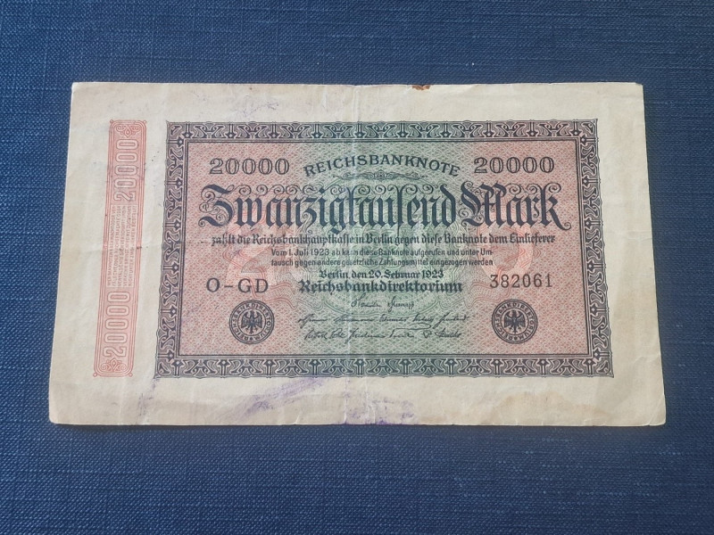 Nemački Rajh 20000 Maraka 1923 Pečatirana